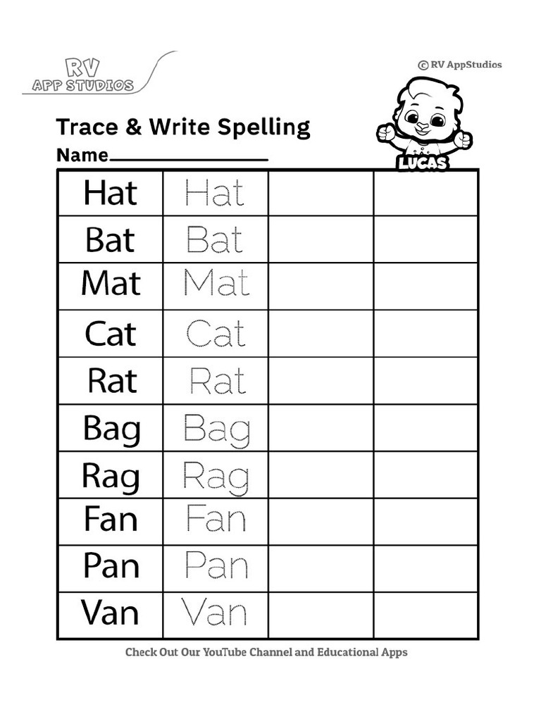 134 Free Printable Worksheets For Kids Trace and Write Spelling Words Worksheets Trace and Write ...