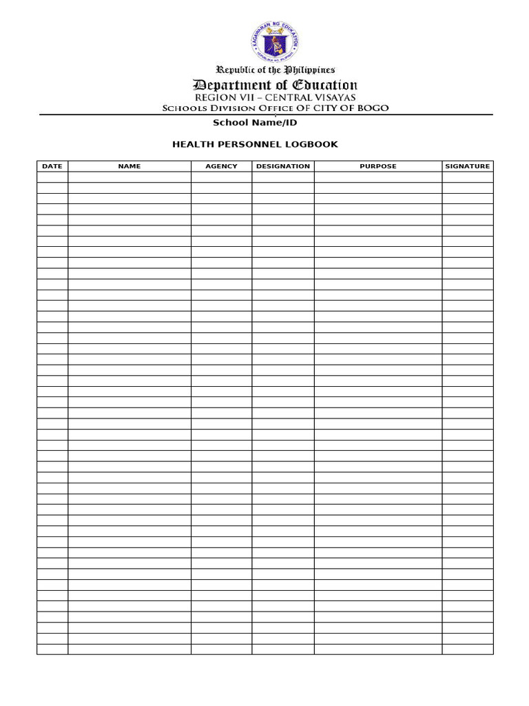 Health Personnel Logbook | PDF