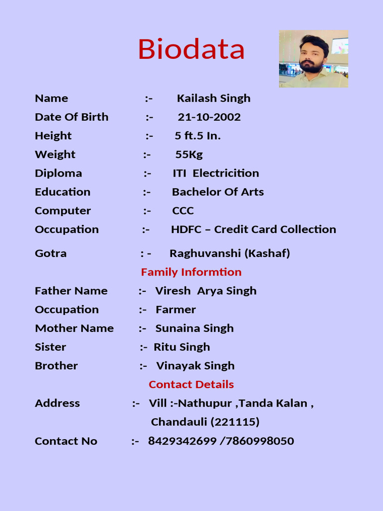Biodata 1 | PDF