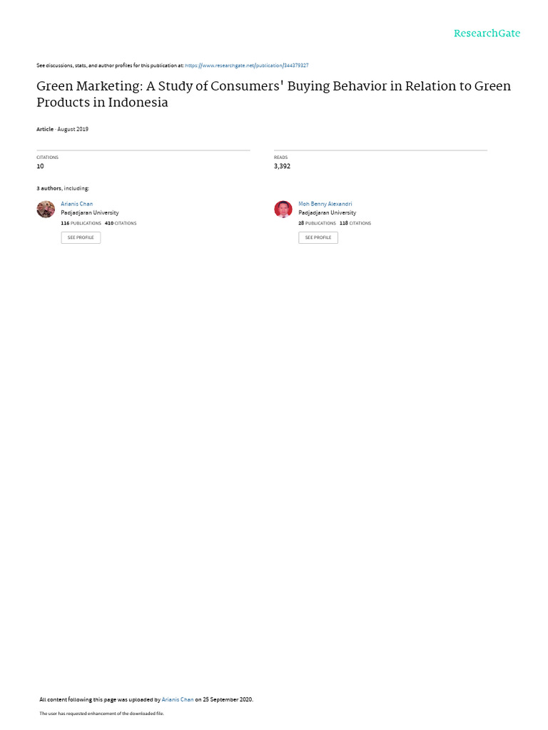 Green Marketing AStudyof Consumer Buying Behavior | PDF | Linear ...