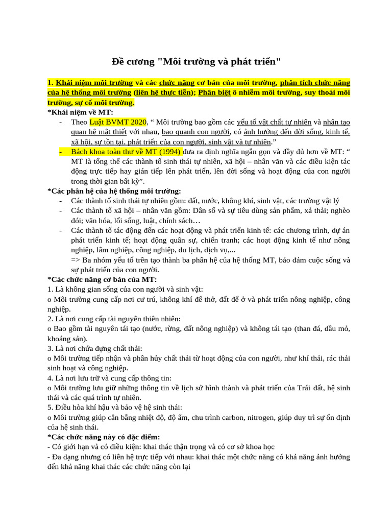 Đề cương MTPT | PDF