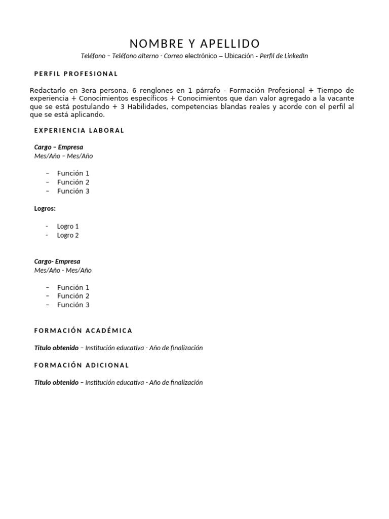 Plantilla de HV Minimalista para ATS | PDF