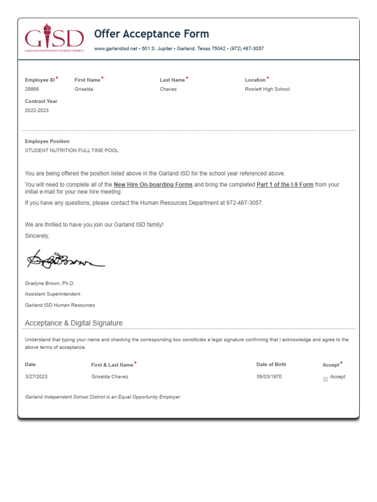 Offer Acceptance Form | PDF