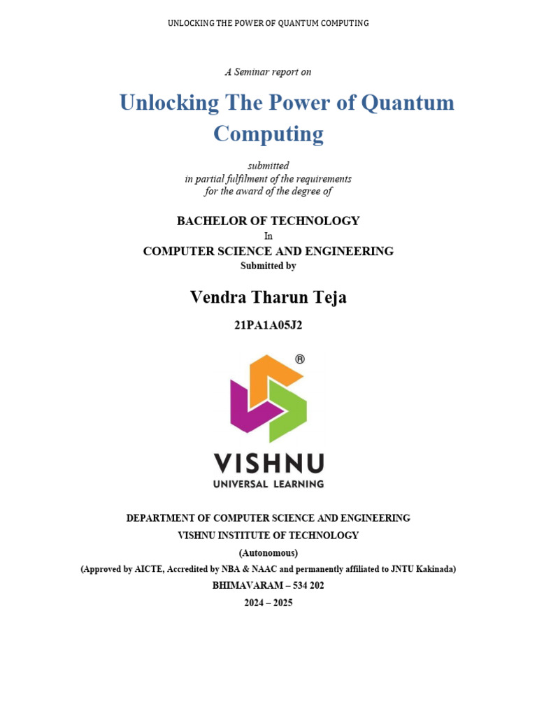 Quantum Computing Seminar Report | PDF | Quantum Computing | Quantum ...