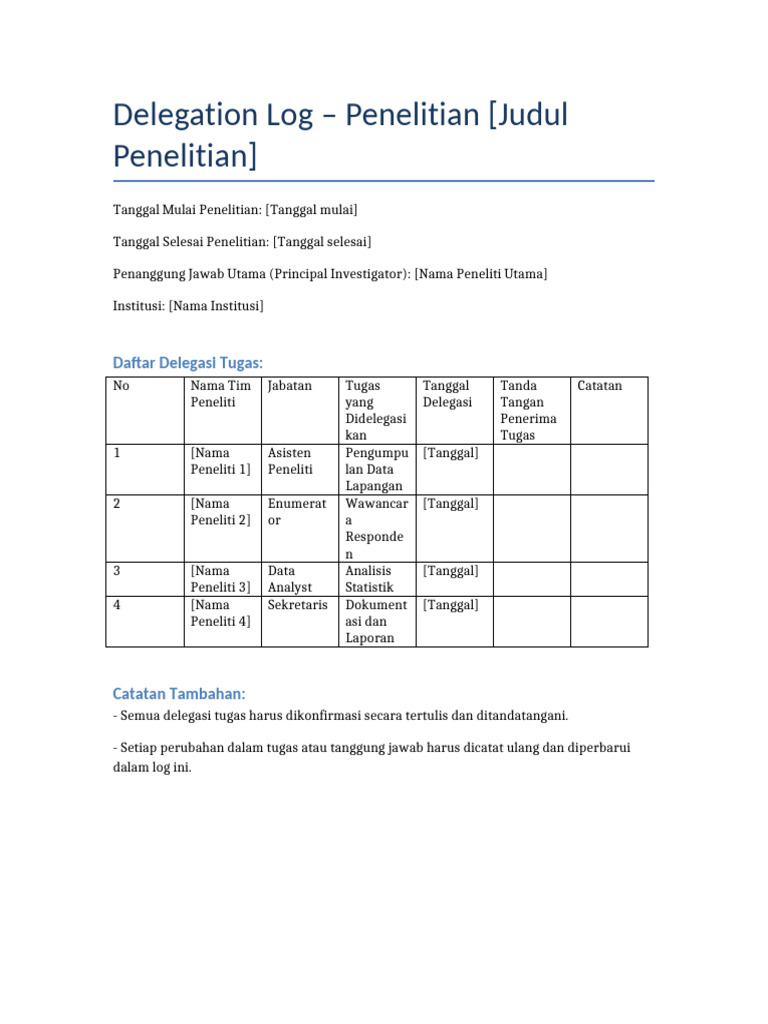 Delegation_Log_Penelitian | PDF