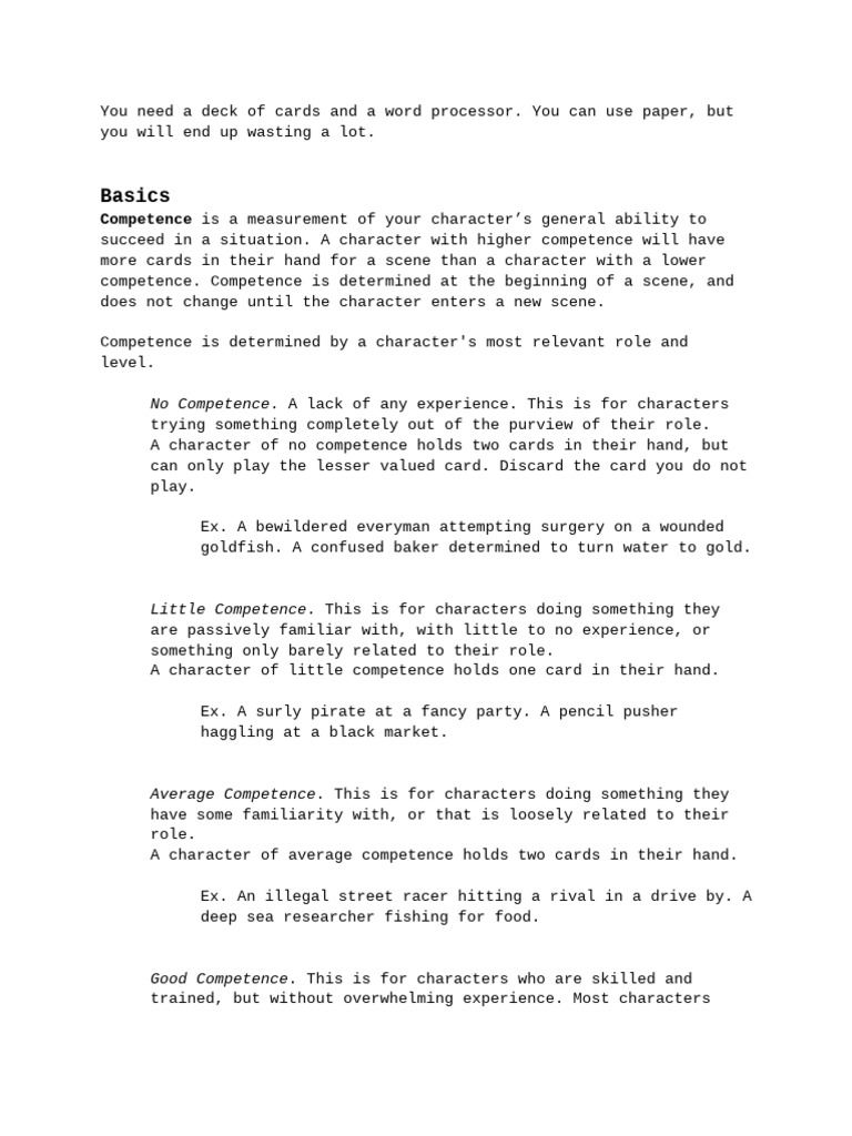 Competence Levels in Role-Playing Games | PDF