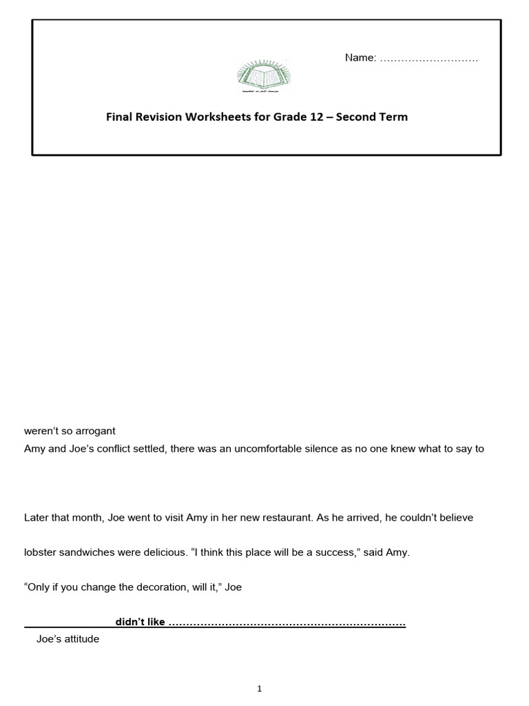 Mr. Mohammed Sobhy-Grade 12 Final Revision - Term 2 PDF | PDF | Money ...