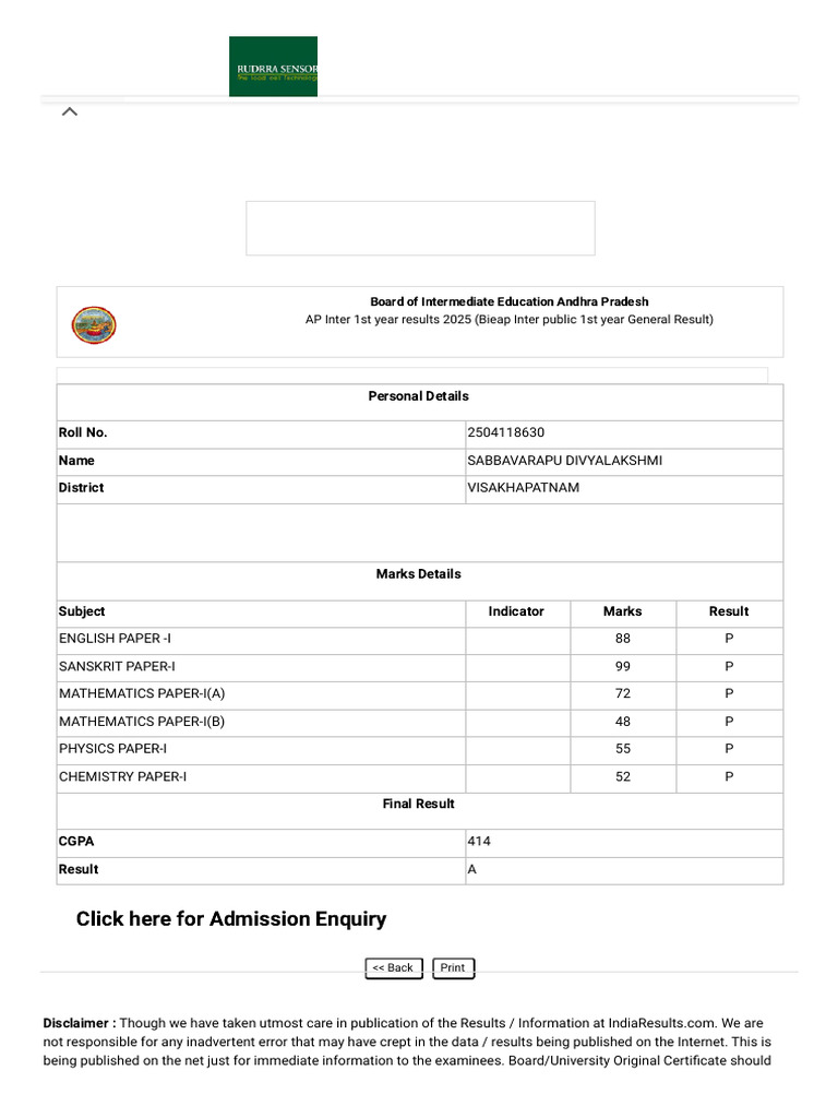 AP Inter 1st Year Results 2025 (Bieap Inter Public 1st Year General Result) - Board of ...