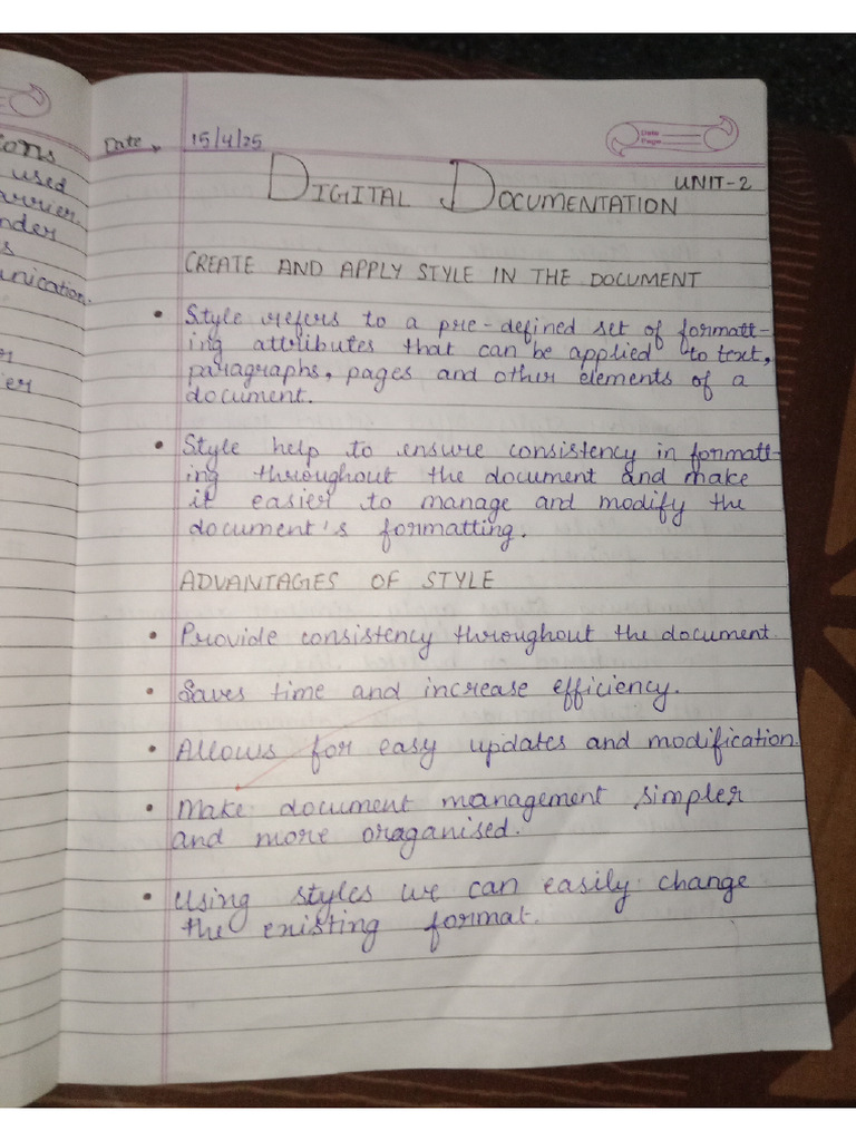Part B Unit 1(Digital Documentation) Chapter 1 (Applying Styles in a Document) | PDF