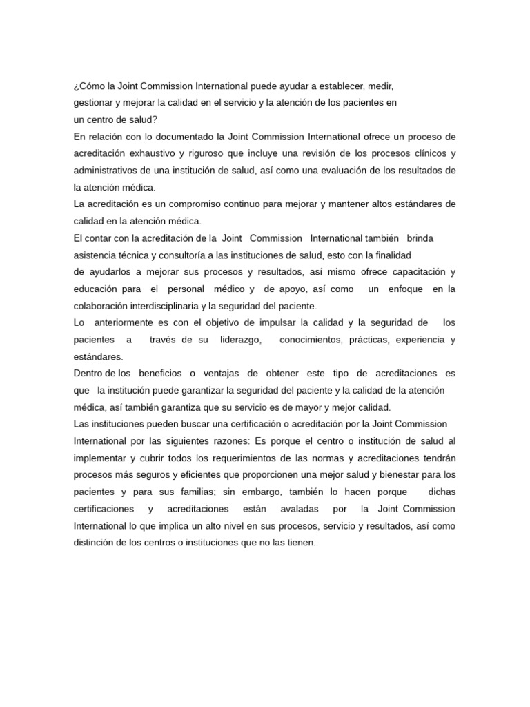 Foro 1 Joint Comission | PDF