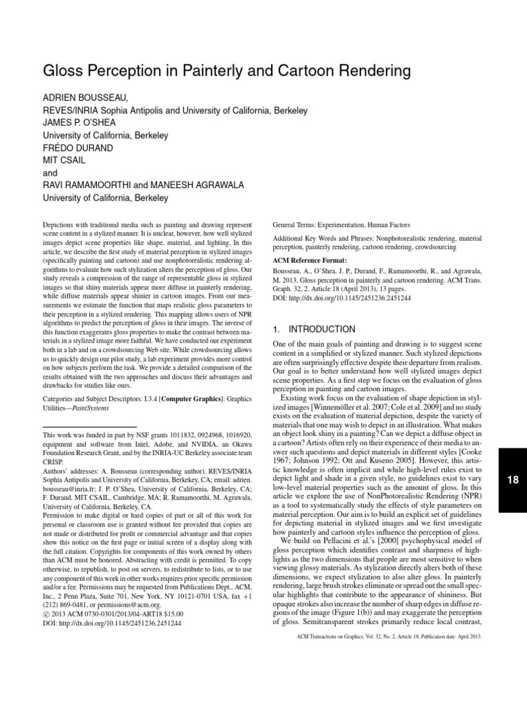 bousseau2013 -gloss perception | PDF | Rendering (Computer Graphics)