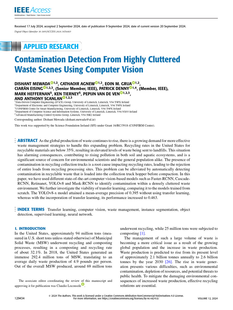 Contamination Detection From Highly Cluttered Waste Scenes Using Computer Vision | PDF | Image ...