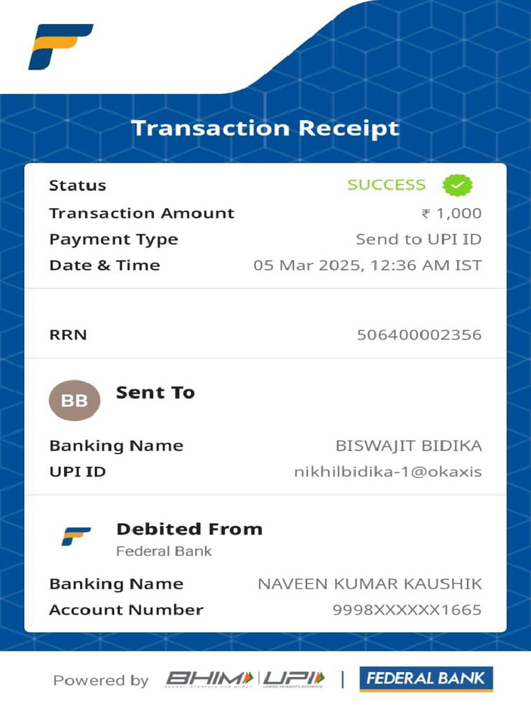 Deposit Receipt | PDF