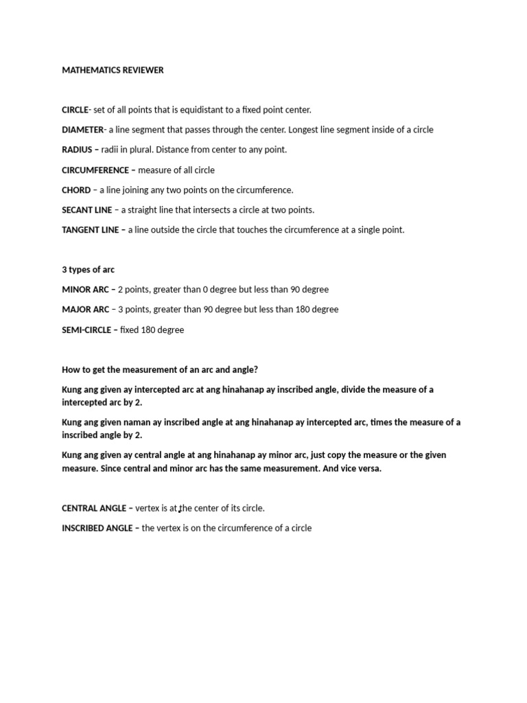 Mathematics Reviewer | PDF