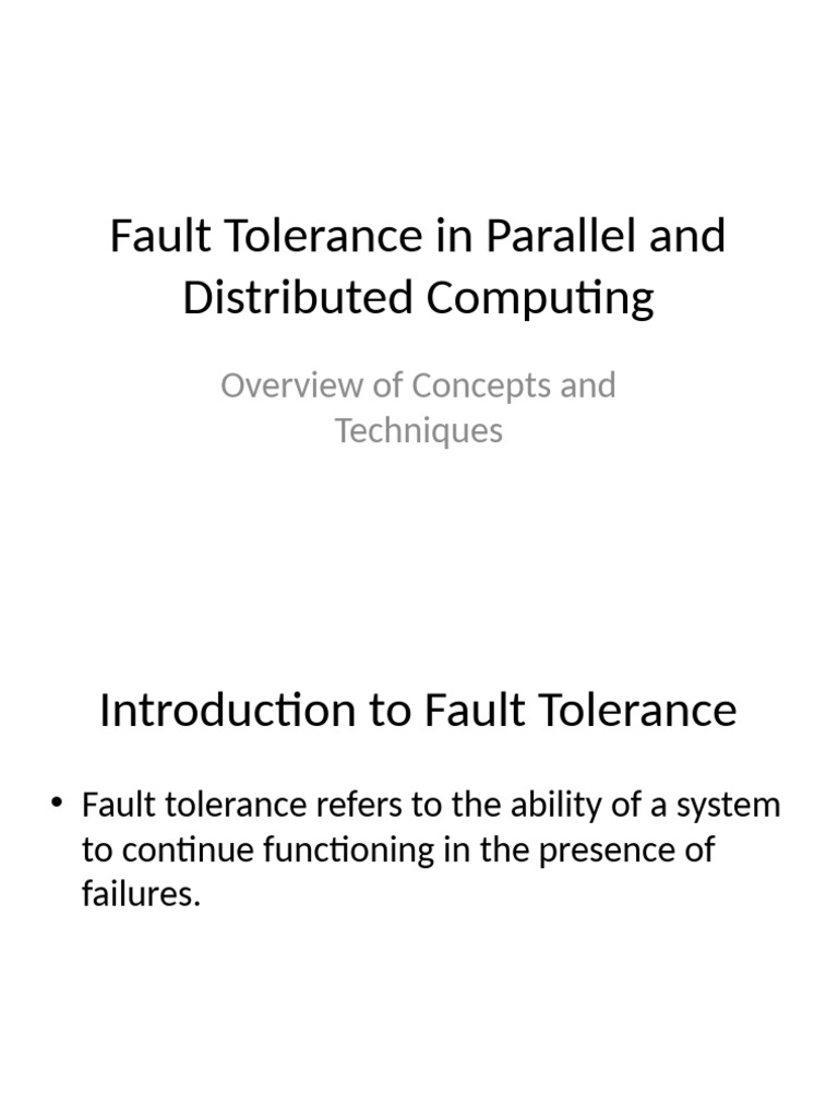 Fault Tolerance in Distributed Computing | PDF | Fault Tolerance | Replication (Computing)