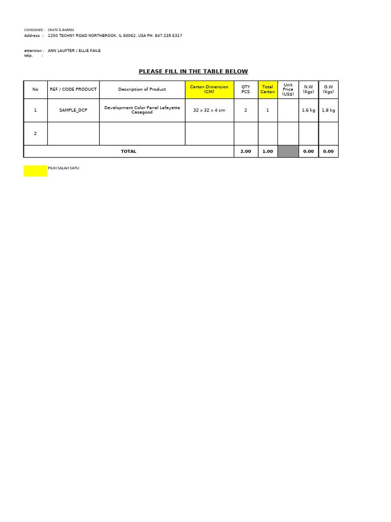 Ipl Sample - For CB Order (DCP) | PDF