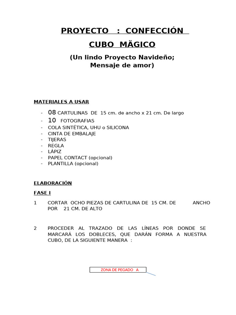 Proyecto Confección Cubo Magico | PDF