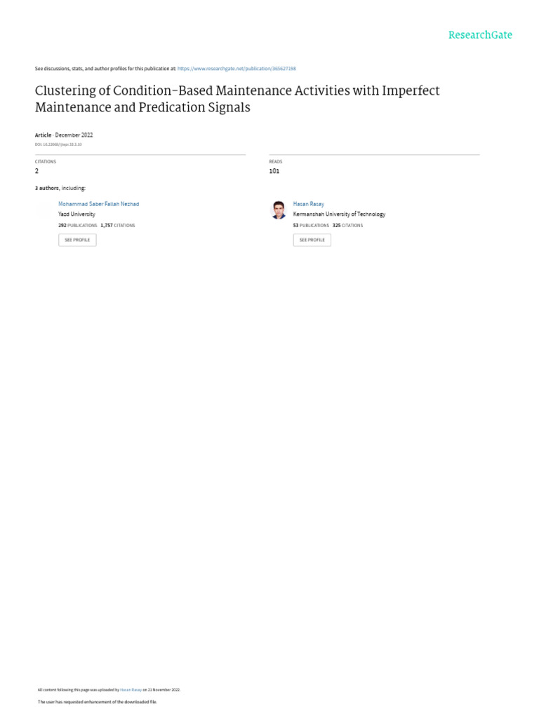 2022.clustering of Condition - Based Maintenance Activities With ...