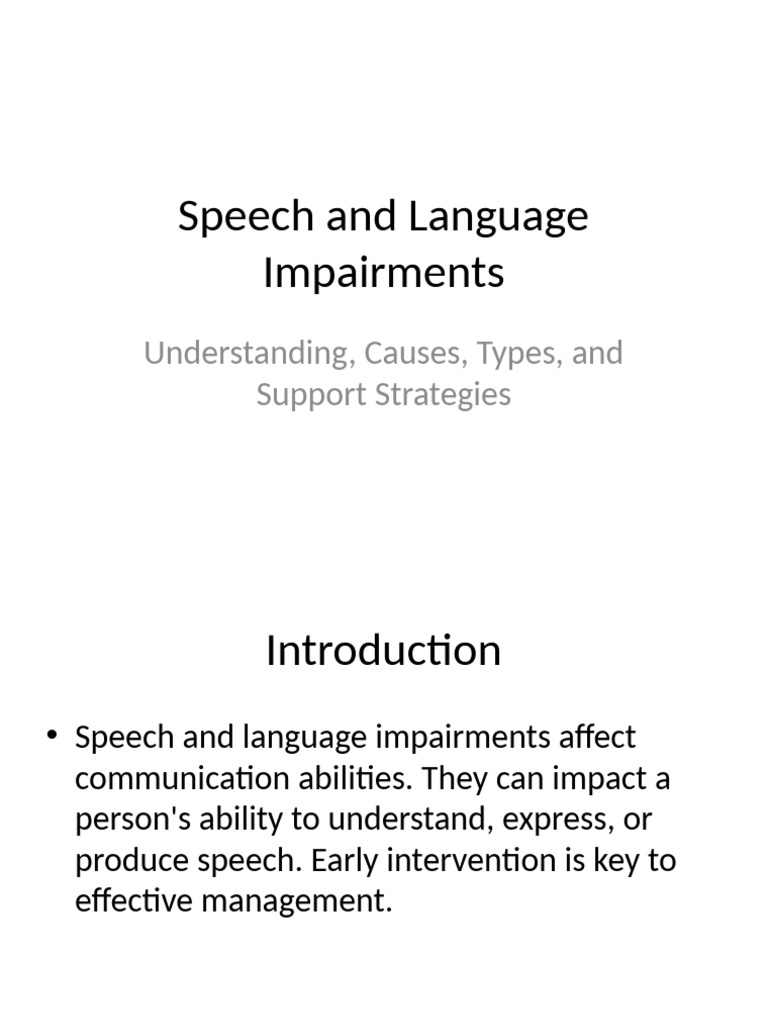 Speech and Language Impairments | PDF