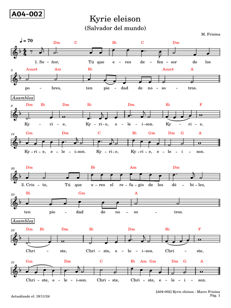 A04-002 - Kyrie Eleison (Marco Frisina - Salvador Del Mundo) (2018) | PDF