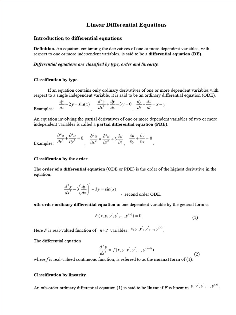 1_Theory_of_linear_equations | PDF | Ordinary Differential Equation ...