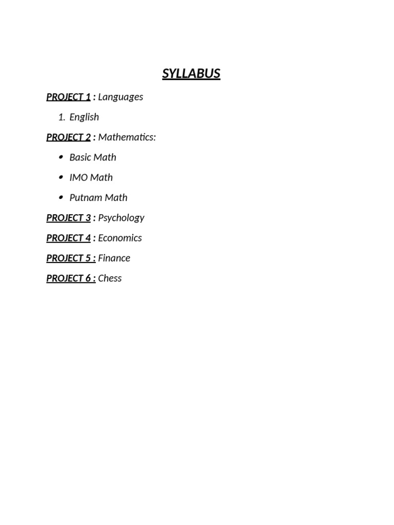 Course Syllabus: Languages & Subjects | PDF