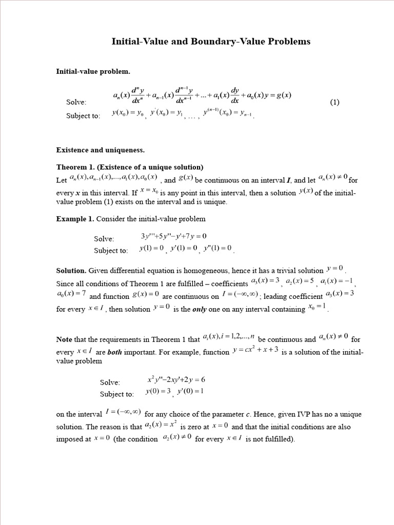 2 Initial Value Problem and Boundary Value Problem | PDF | Boundary Value Problem | Equations