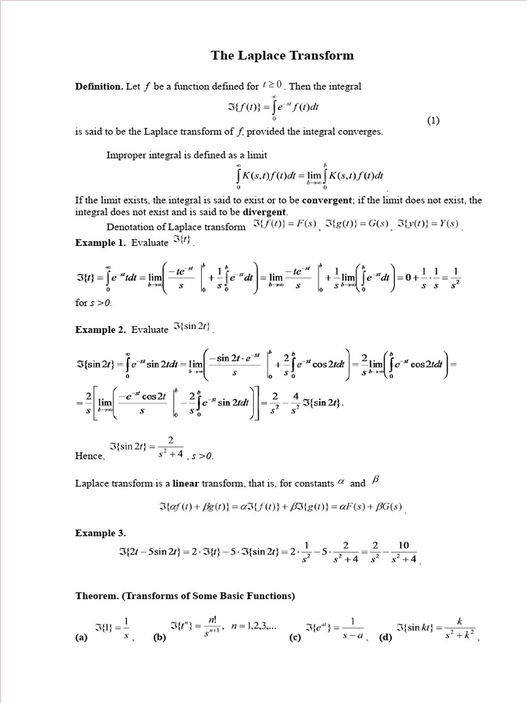 Understanding the Laplace Transform | PDF | Laplace Transform | Integral