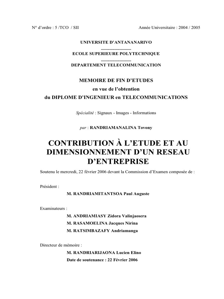 Dimensionnement d'un Réseau d'Entreprise | PDF | Informatique ...