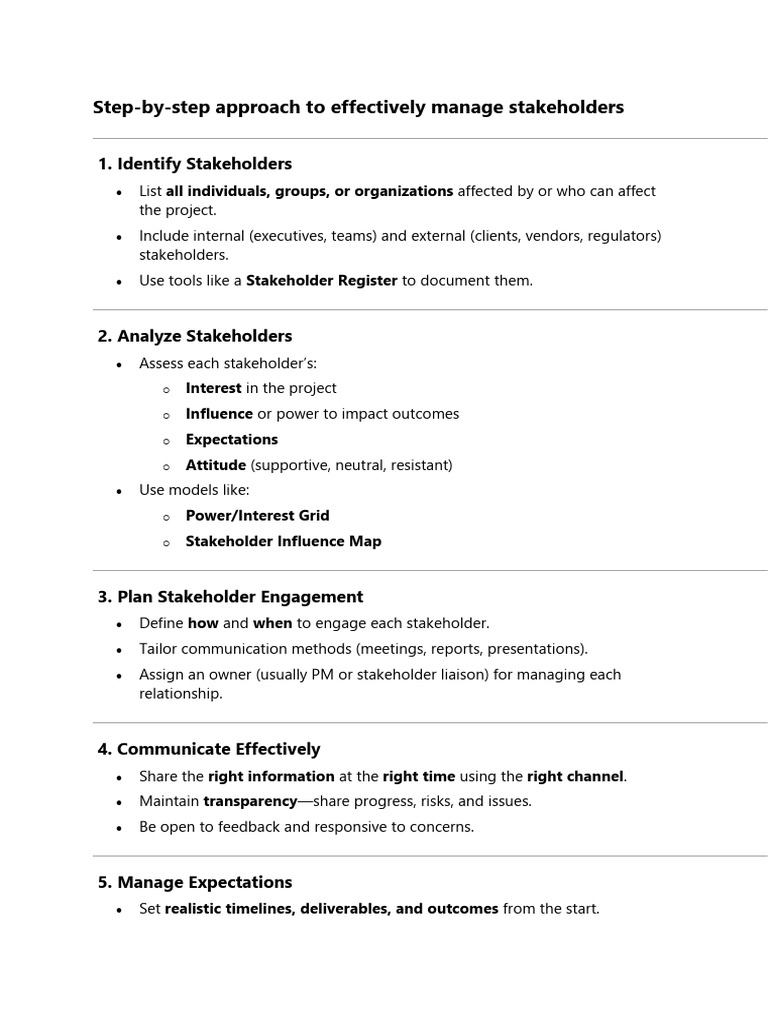 Effective Stakeholder Management Guide | PDF