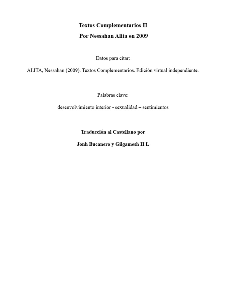 Textos Complementarios II Por Nessahan Alita | PDF | Amor | Orgasmo