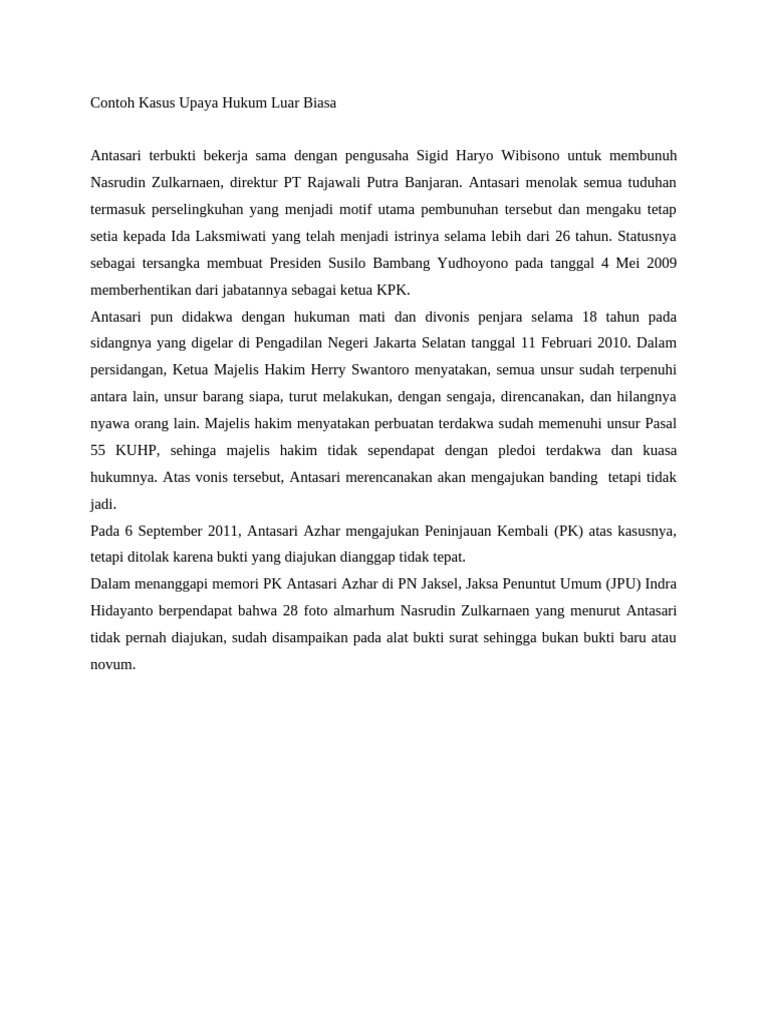 Contoh Kasus Upaya Hukum Luar Biasa | PDF