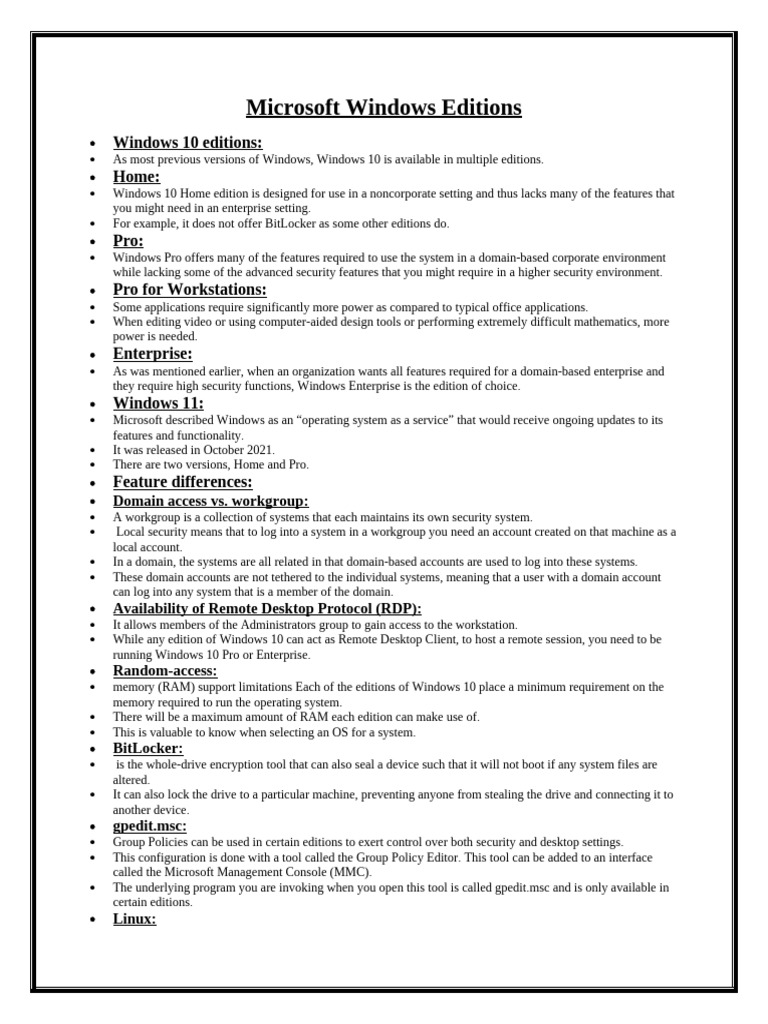 Microsoft Windows Editions | PDF | Operating System | Ios