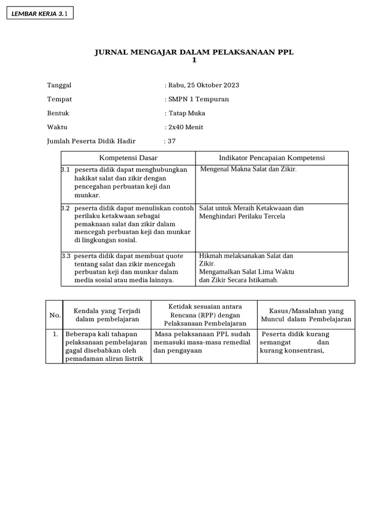 Lembar Kerja PTK | PDF