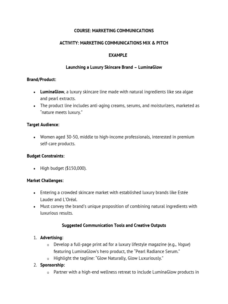 Marcom Mix Activity Example | PDF | Advertising | Brand