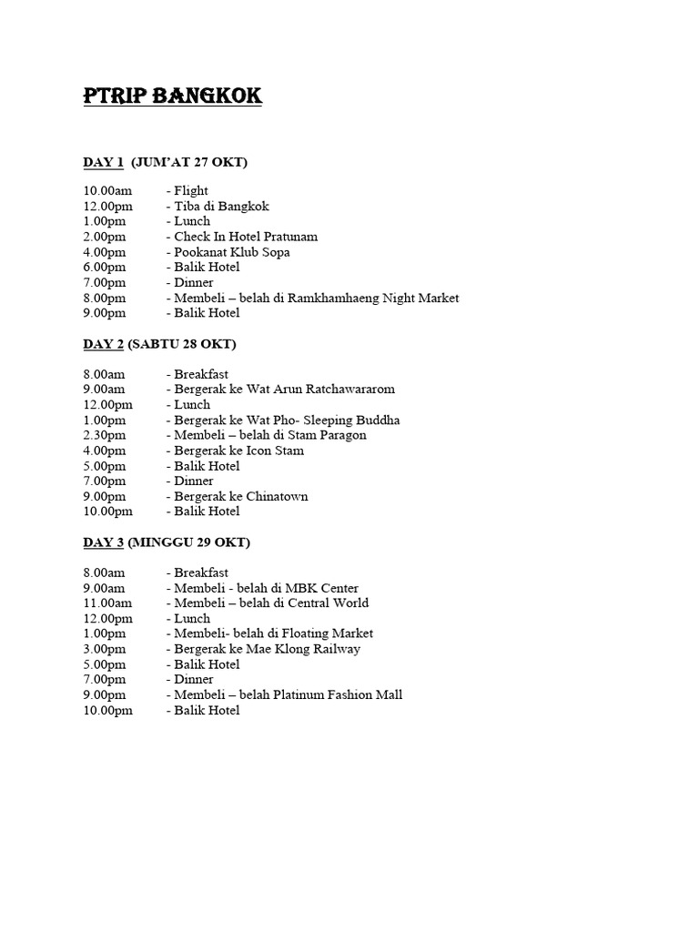 Trip Bangkok | PDF