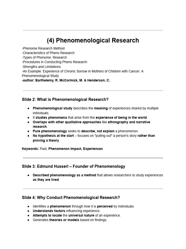 Overview of Phenomenological Research | PDF | Phenomenology (Philosophy ...