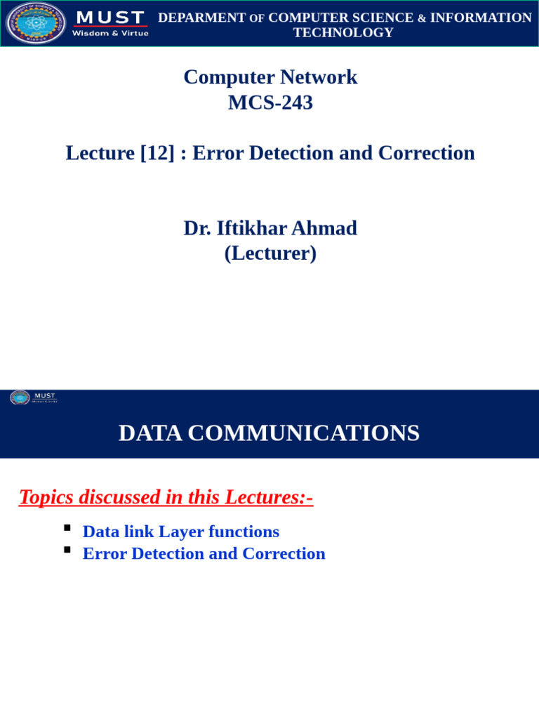 Error Detection & Correction in Networks | PDF | Error Detection And ...