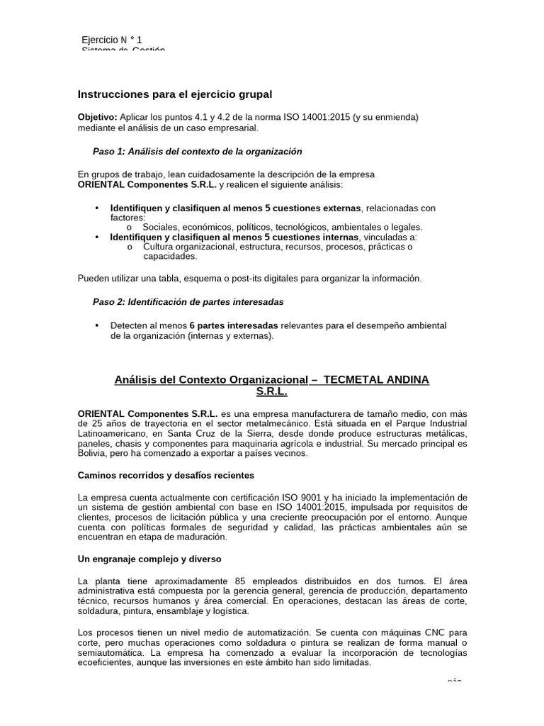 Ejercicio 1-Contexto de La Organización | PDF | Business | Agua