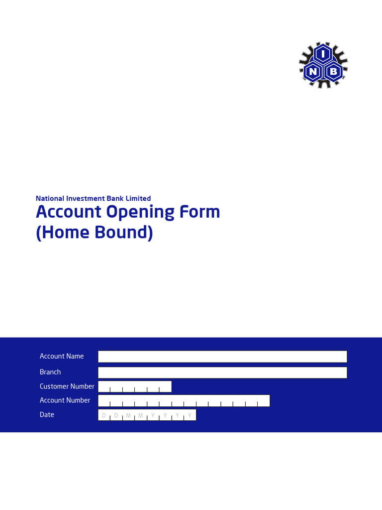 NIB Account Opening Form | PDF | Overdraft | Banks