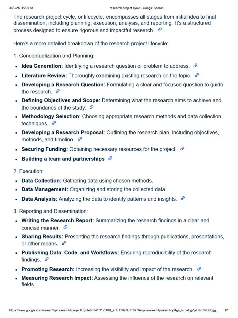 Research Project Cycle - Google Search | PDF