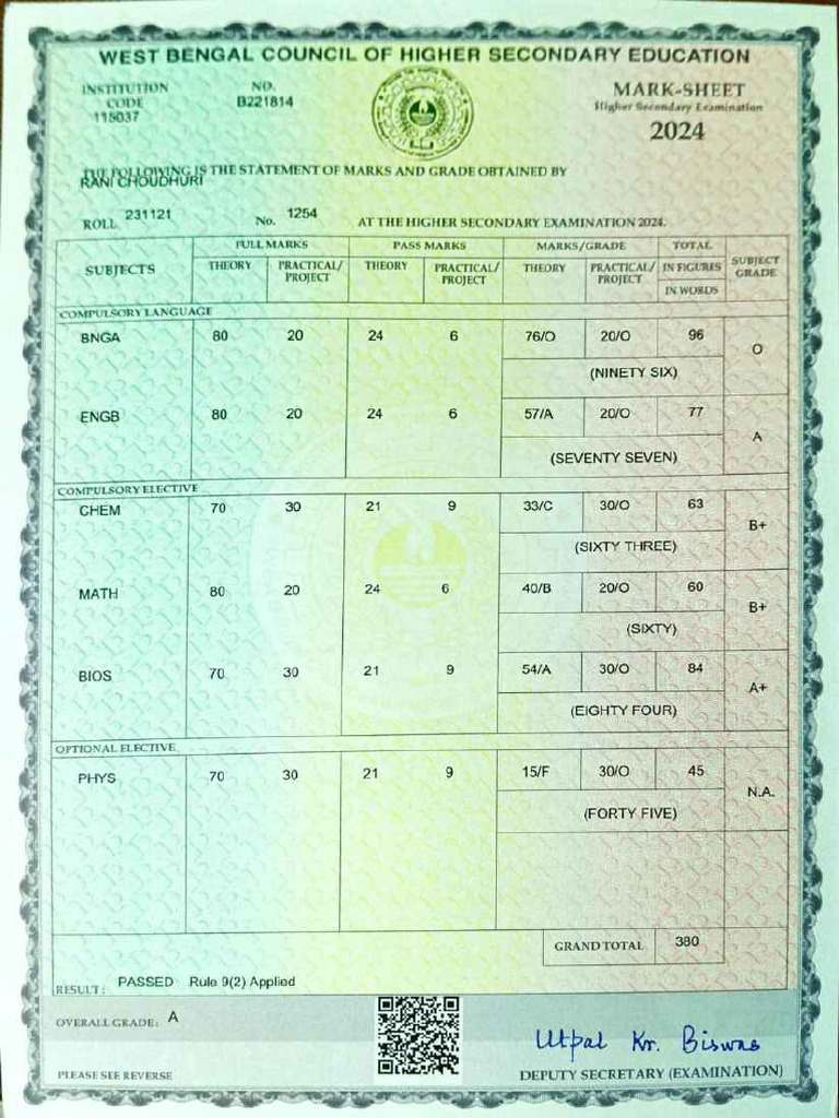 Rani HS Marksheet - Compressed - 11zon | PDF