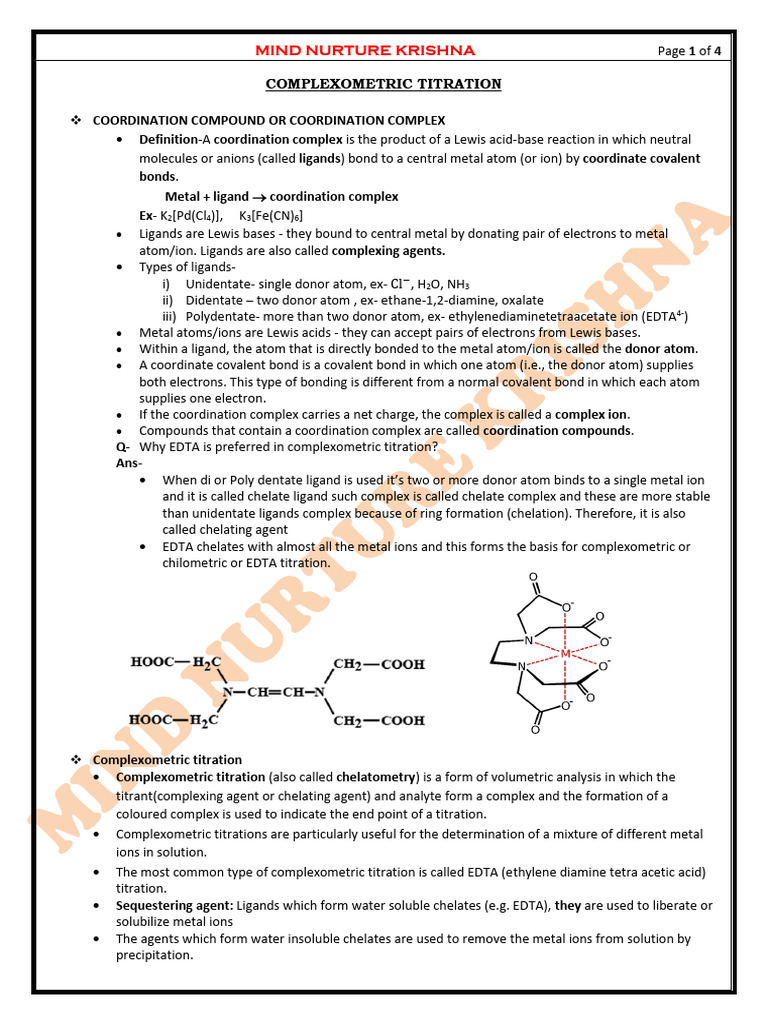 L-8 Complexometric Titration | PDF | Coordination Complex | Ligand