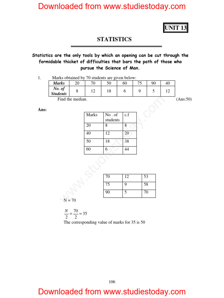 CBSE Class X Statistics Assignment 5 | PDF | Mean | Descriptive Statistics
