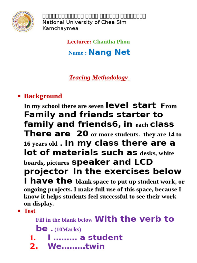 Assignment Teacher Channtha | PDF