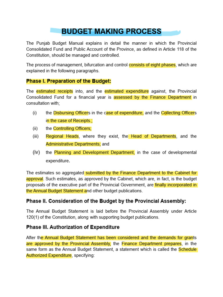 Punjab Budget Making Process Explained | PDF | Budget | Expense