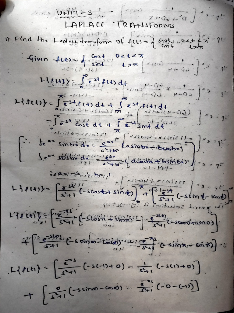 Unit-3 (Laplace Transforms) | PDF