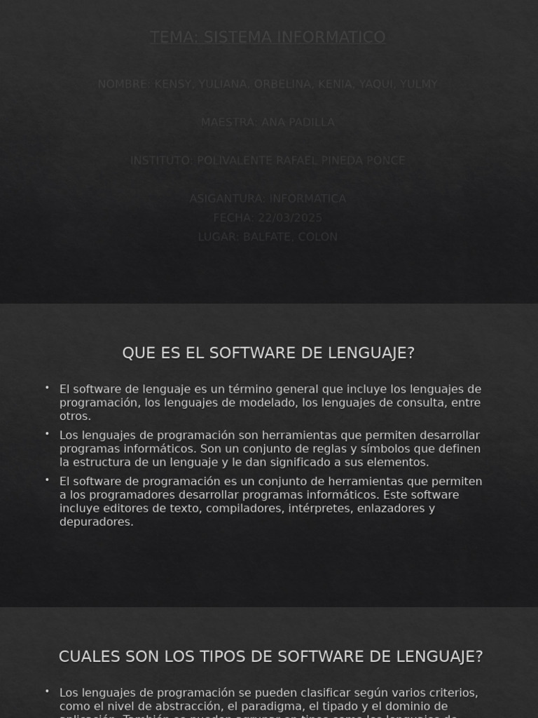 Presentacion Del Sistema Informatico | PDF | Lenguaje de programación | Programa de computadora
