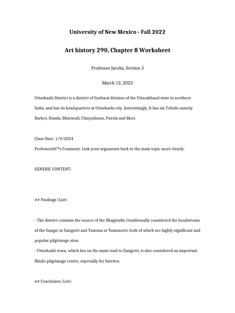 ART_HISTORY_290_CHAPTER_8_WORKSHEET | PDF