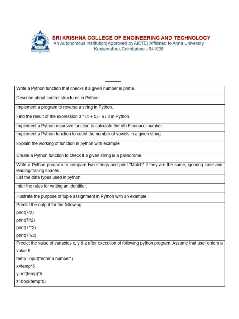 22IT602 - Question - Bank Cia 1 | PDF | Quadratic Equation | String (Computer Science)